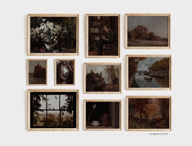 Moody Vintage Brown Gallery Wall Set of 10 Prints Autumnal - Etsy
