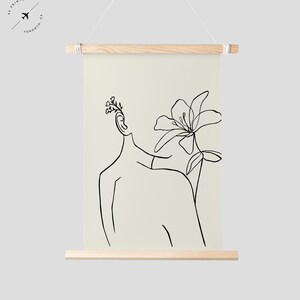 Fine Line Abstract Print, Flower Art, Abstract Art, Boho Print ...