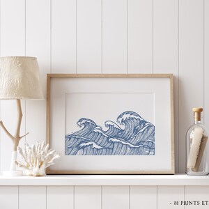 Wave Print, Fine Line Print, Digital Download, Printable Art, Gift for ...