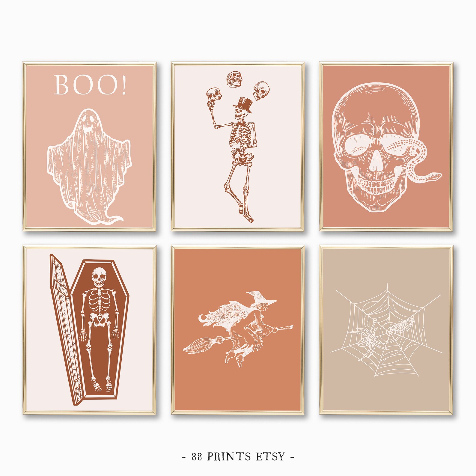 Boho Halloween Set of 6 Prints Halloween Wall Art Halloween - Etsy