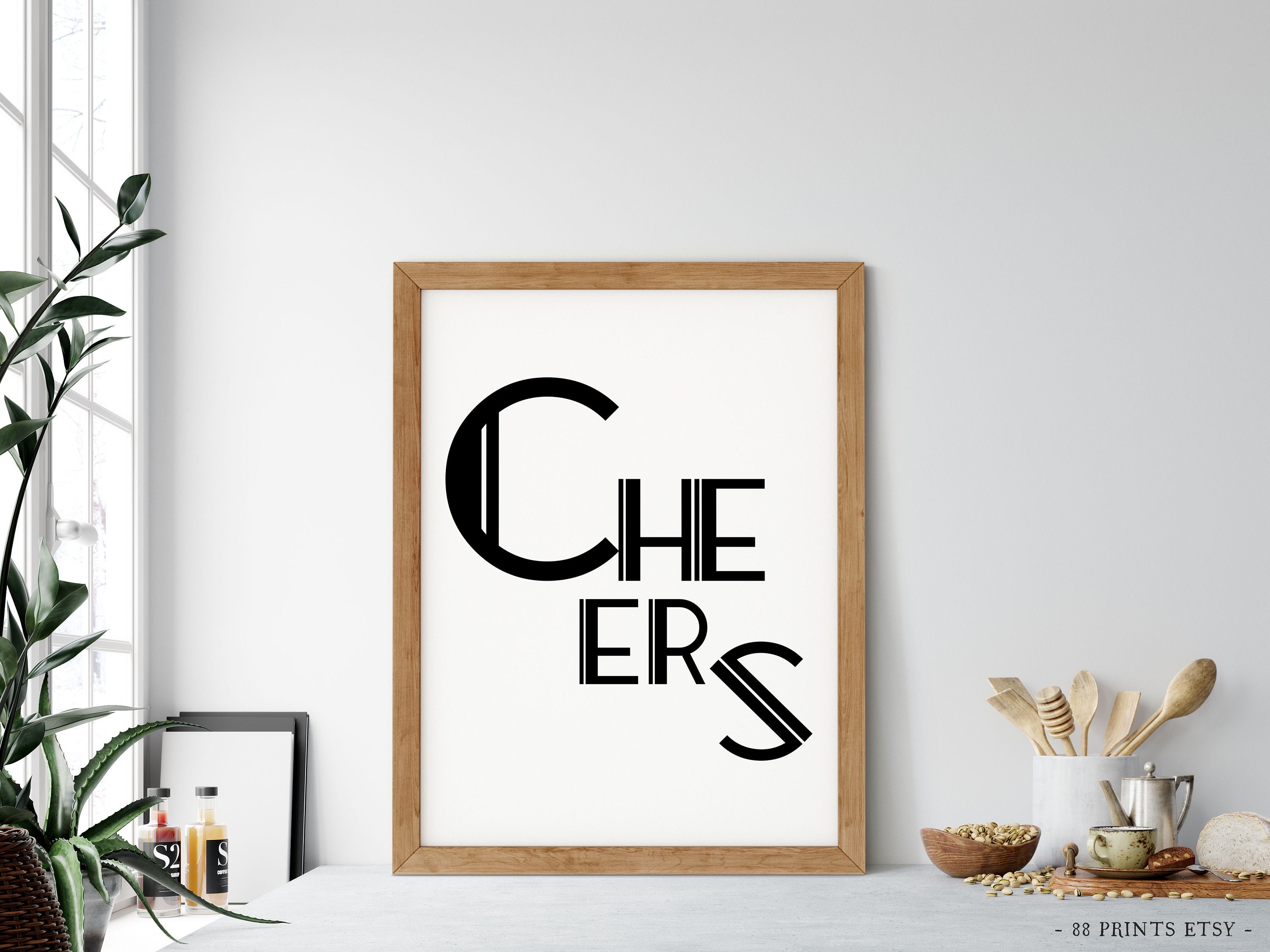 Cheers Print Cheers Art Cheers Sign Bar Cart Print Bar | Etsy
