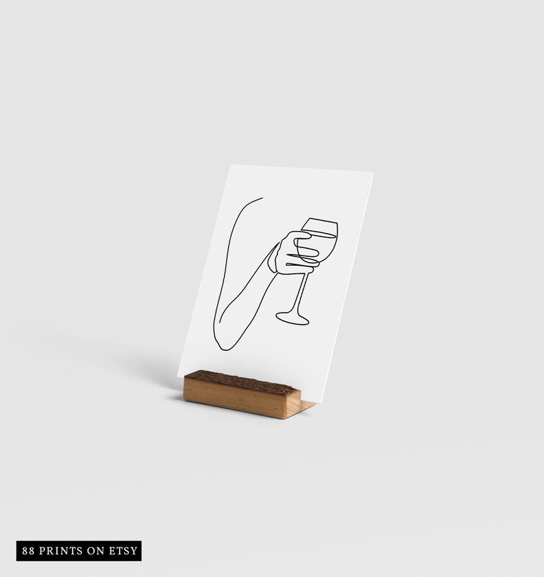 Wine Print Fine Line Drinks Cheers Bar Cart Prints Kitchen - Etsy Canada