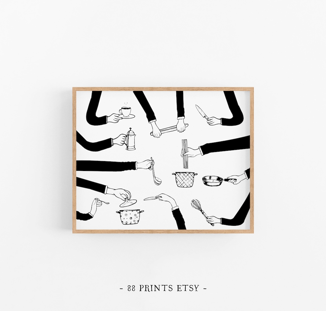 Cooking Hands Print, Chef Print, Chef Art, Fun Kitchen Art, Modern ...