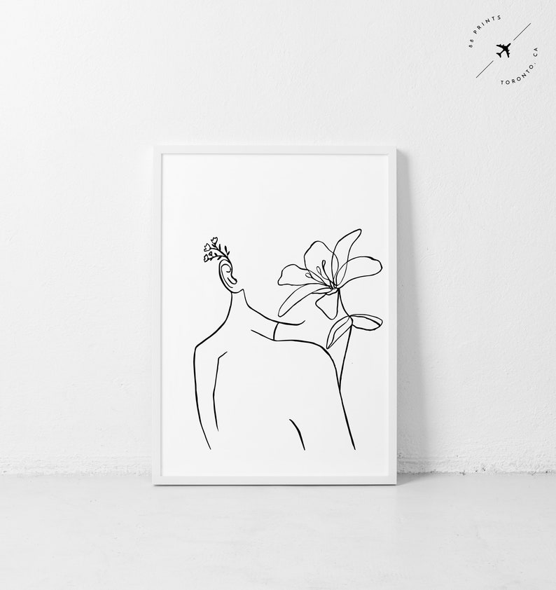 Fine Line Abstract Print Flower Art Abstract Art Minimalist - Etsy