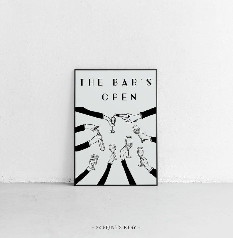 The Bar's Open Print Art Deco Bar Prints Retro Bar - Etsy
