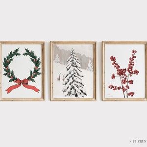 Vintage Christmas Set of 9 Prints, Vintage Christmas Decorations ...