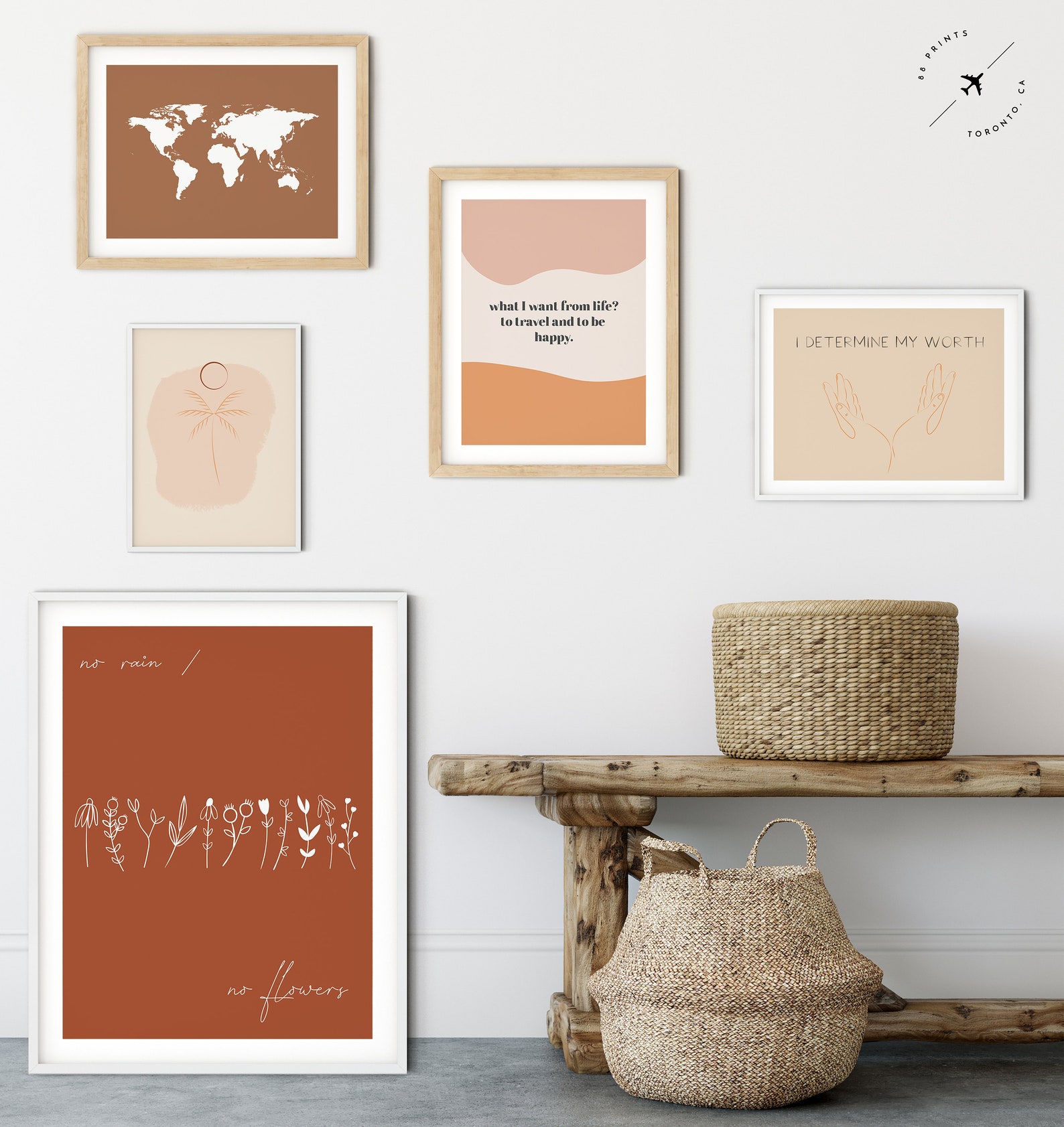 Terra Cotta Print Flower Print Botanical Abstract Art Boho | Etsy