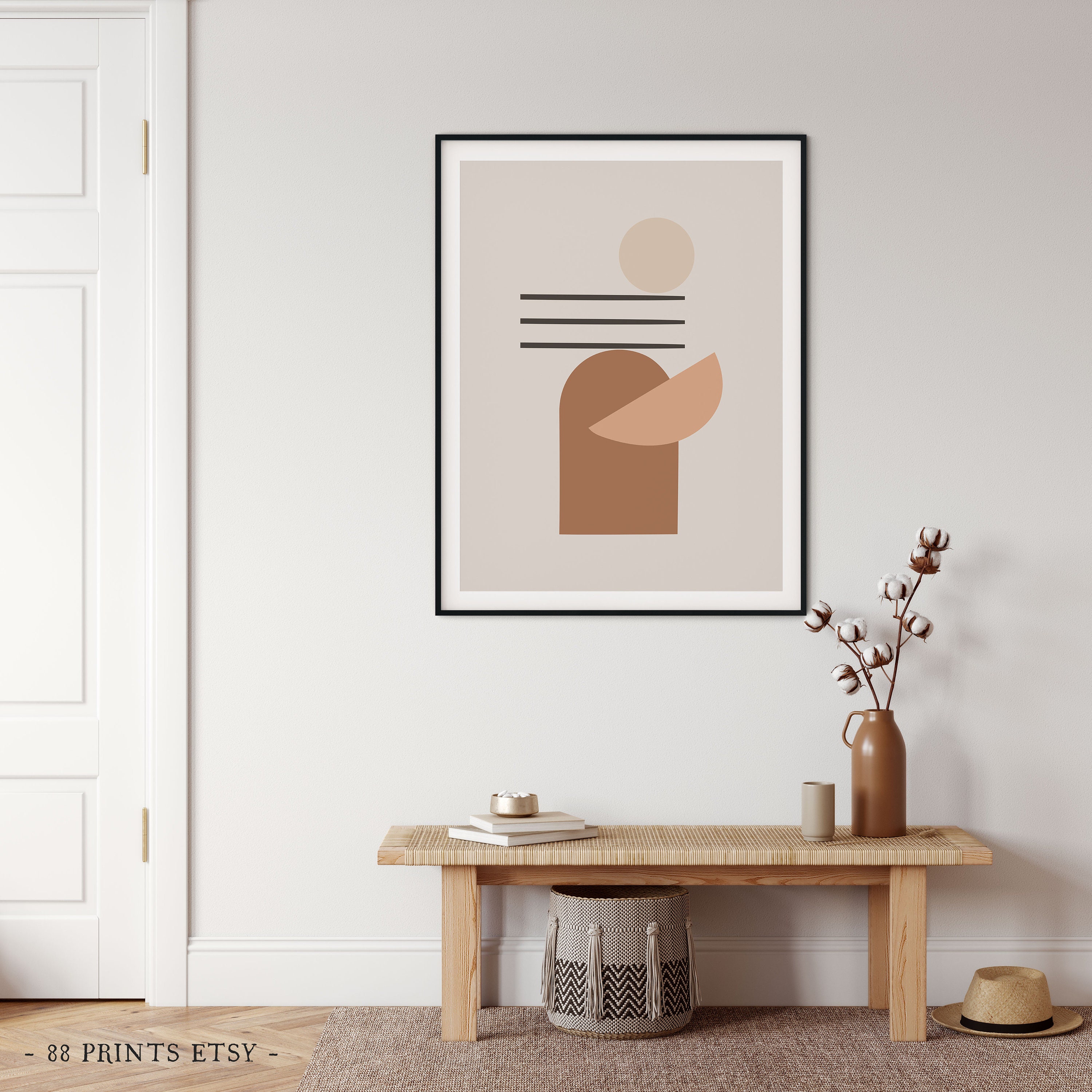 Boho Abstract Set of 3 Prints Abstract Shape Art Line Print | Etsy