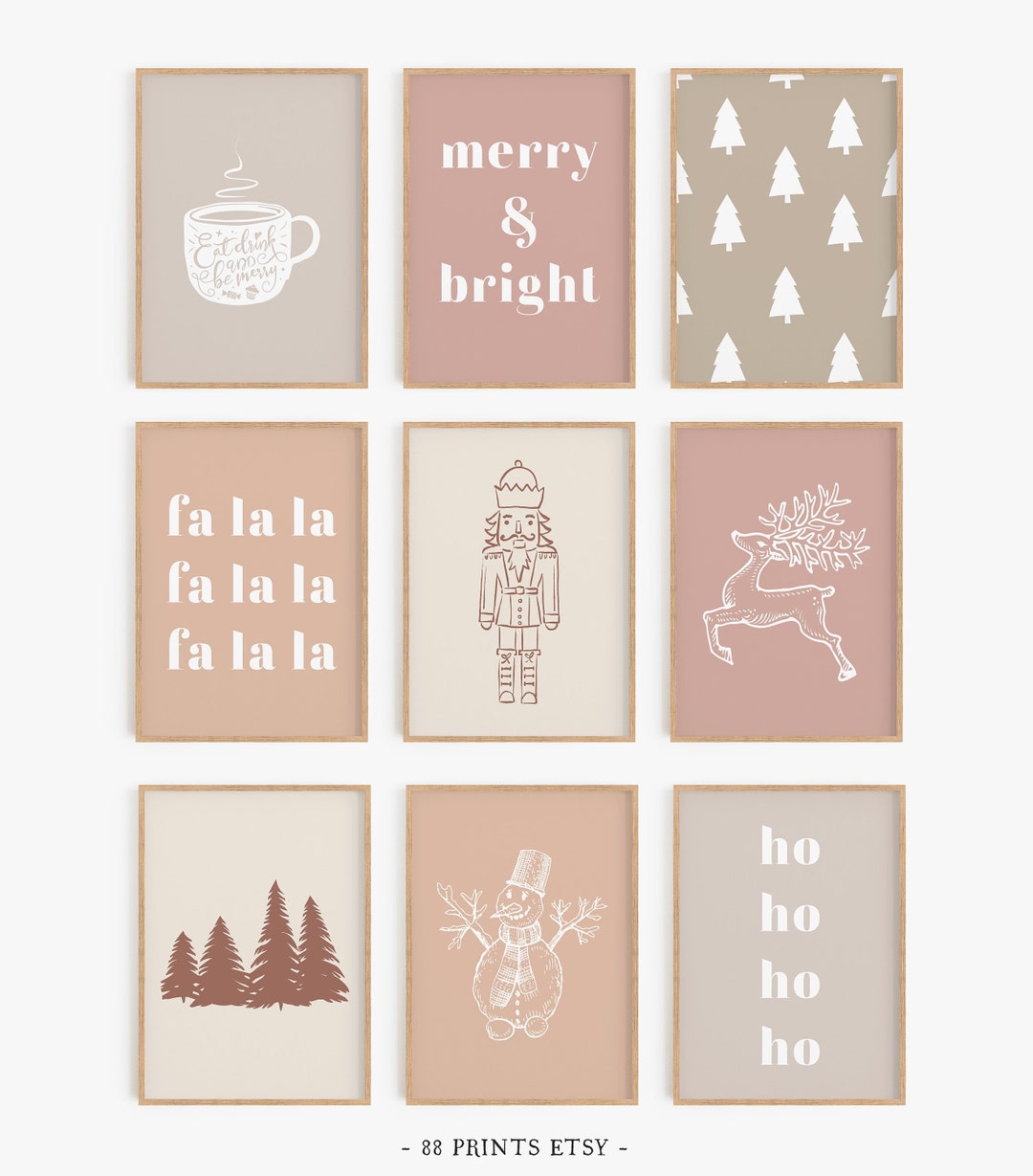 Boho Christmas Set of 9 Prints, Boho Christmas Decorations, Boho ...