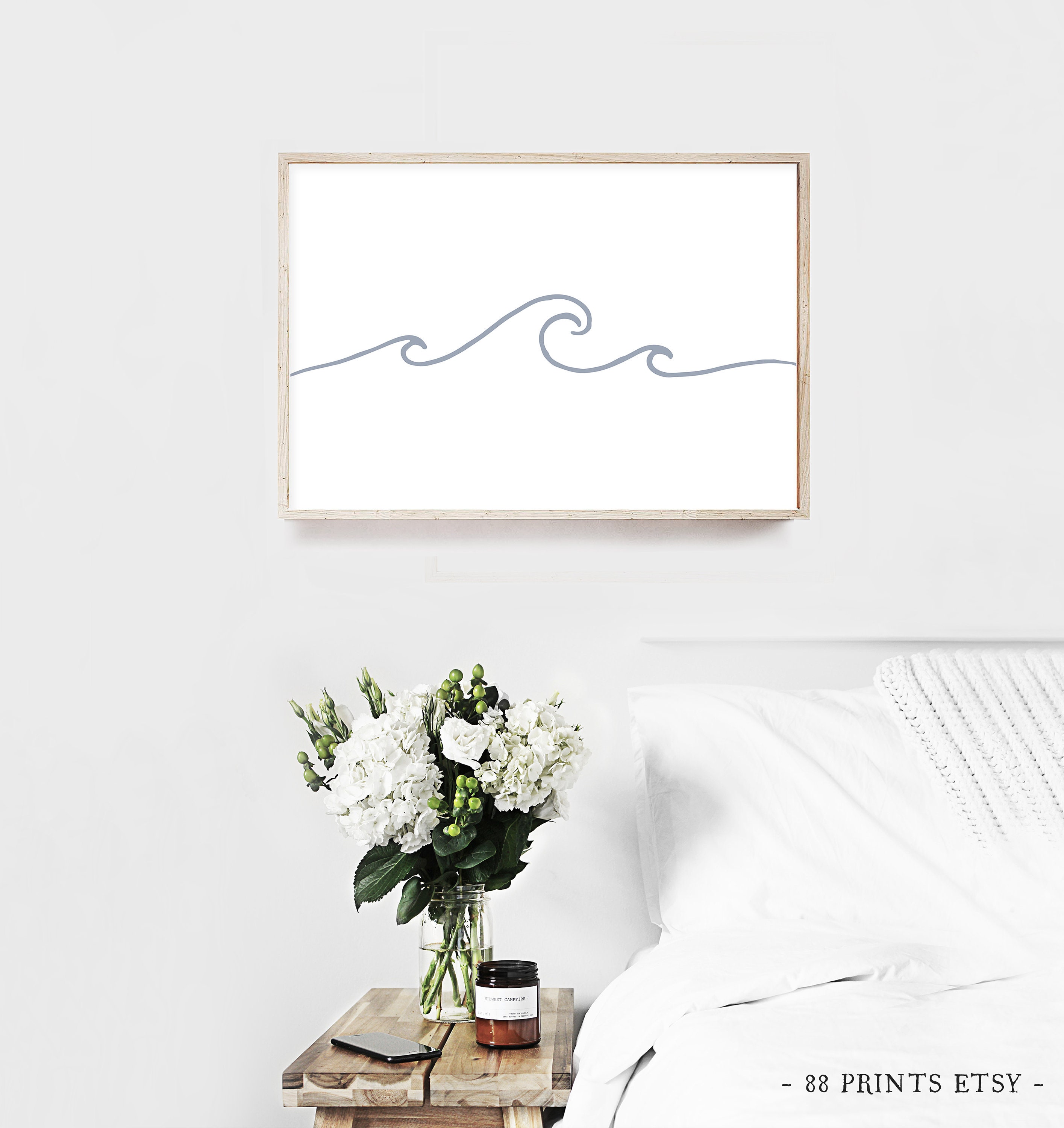 Wave Print Fine Line Print Digital Download Minimal - Etsy