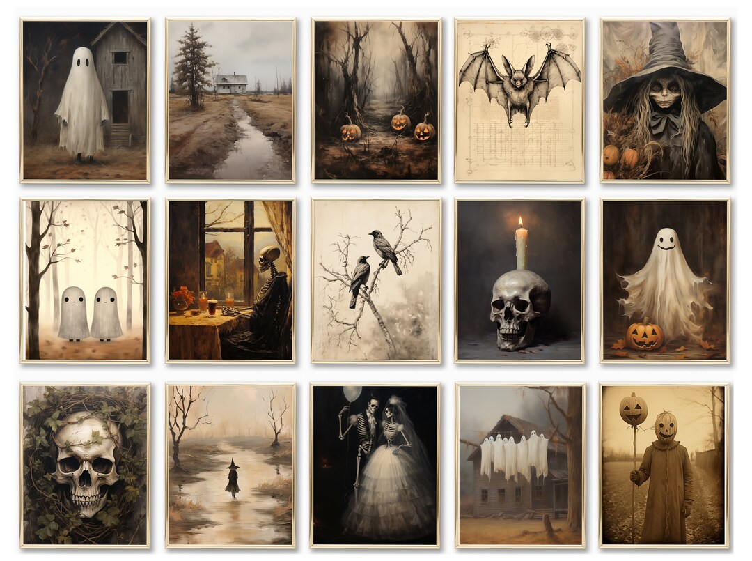 Halloween Mega Bundle Set - 15 Printables, Trendy Halloween Wall Art ...