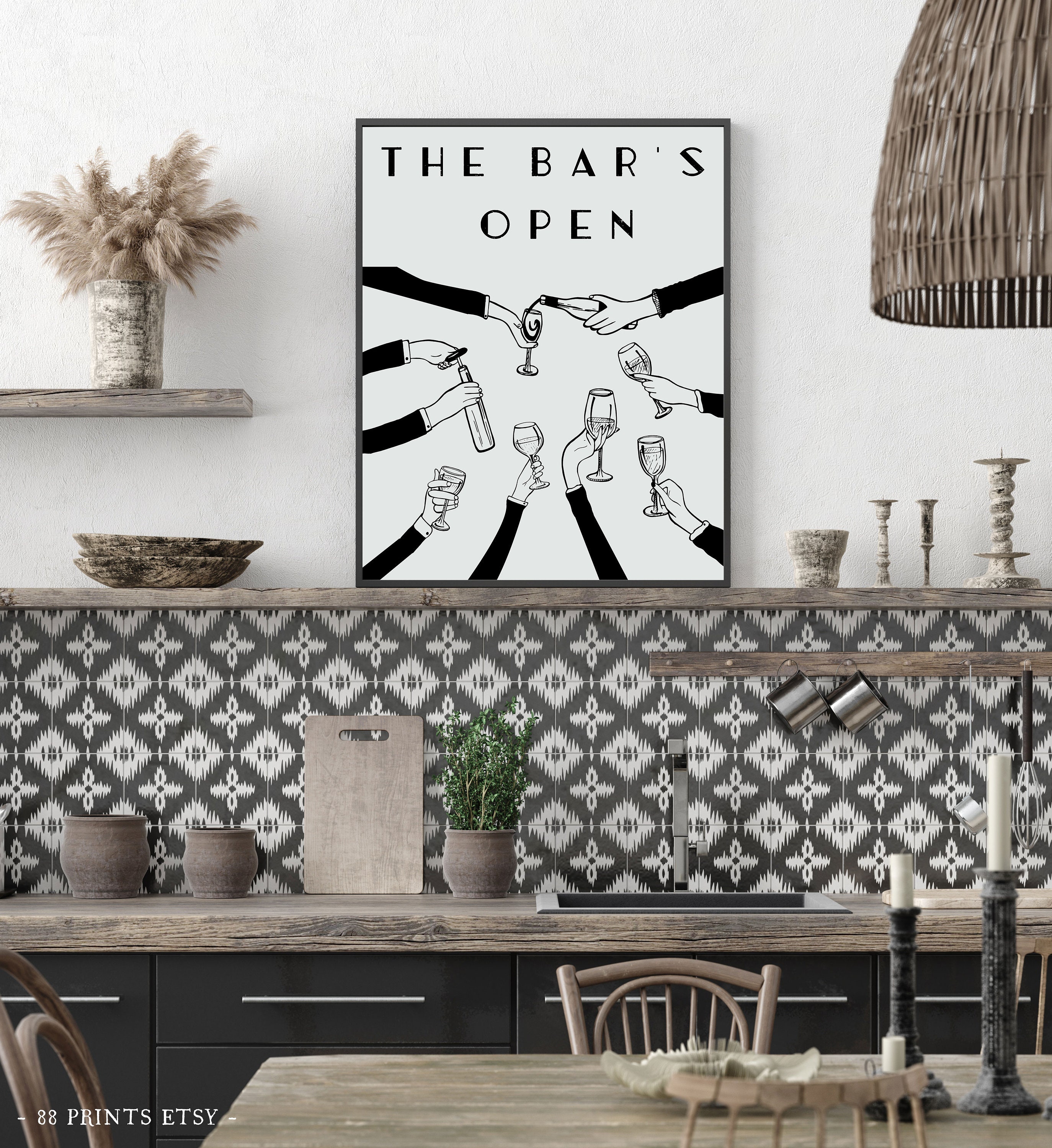 The Bar's Open Print Art Deco Bar Prints Retro Bar - Etsy