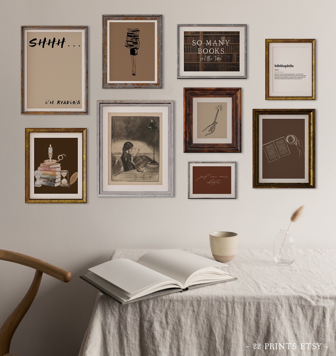 Bookish Set of 9 Prints + 3 Bonus Prints for Free, Dark Academia Prints ...