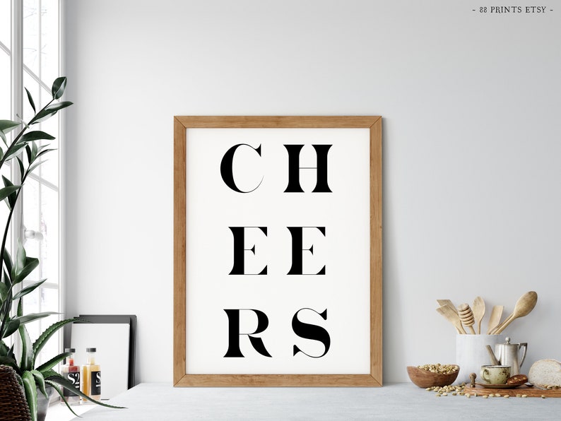 Cheers Print Cheers Art Cheers Sign Bar Cart Wall Decor - Etsy