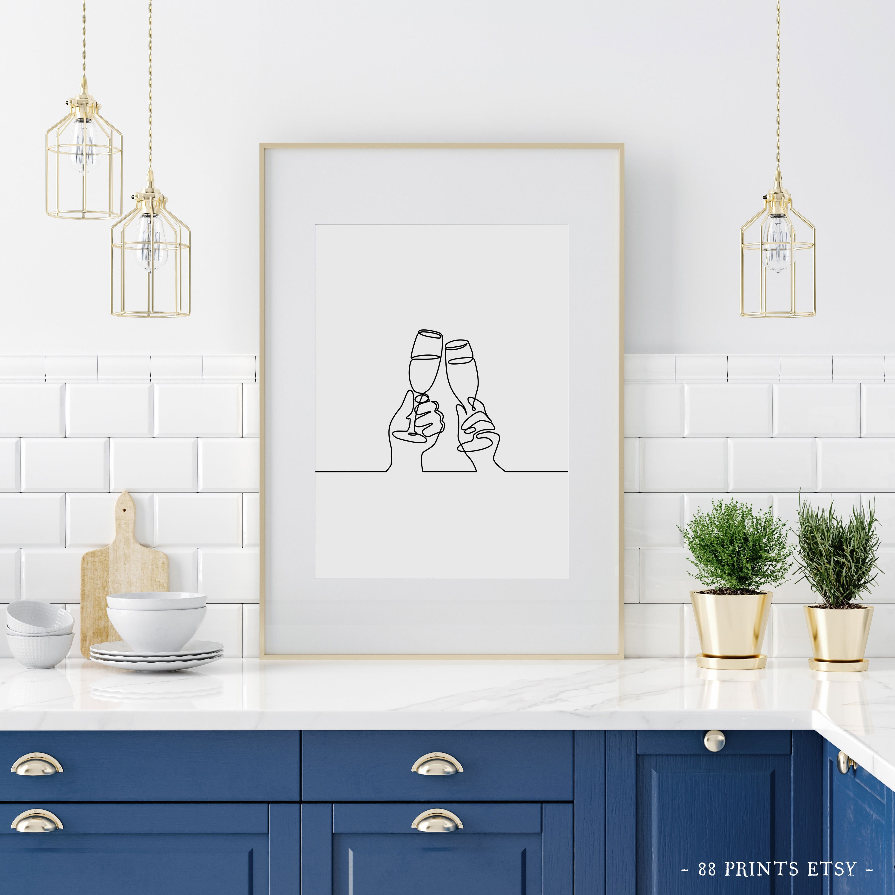 Fine Line Cheers Print Fine Line Drinks Art Cheers Art Bar - Etsy