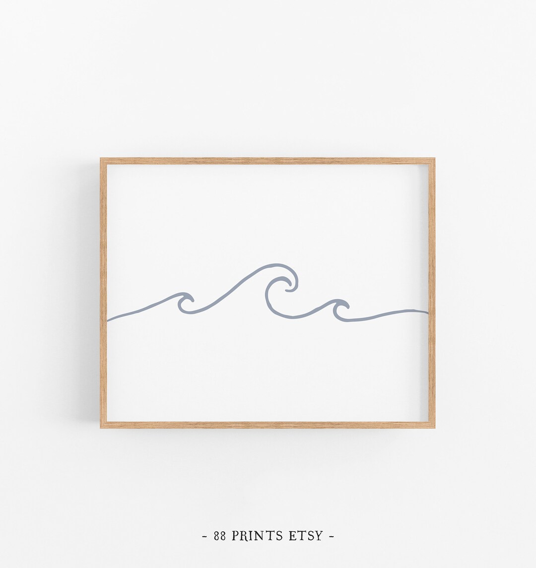 Wave Print, Fine Line Print, Digital Download, Minimal Printable, Wall ...