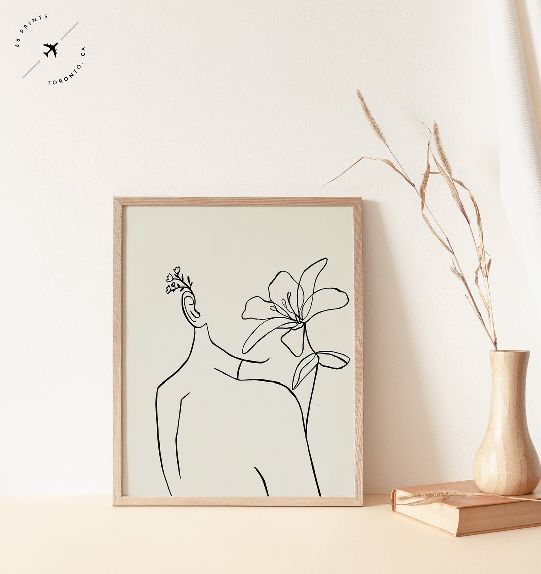 Fine Line Abstract Print, Flower Art, Abstract Art, Boho Print ...