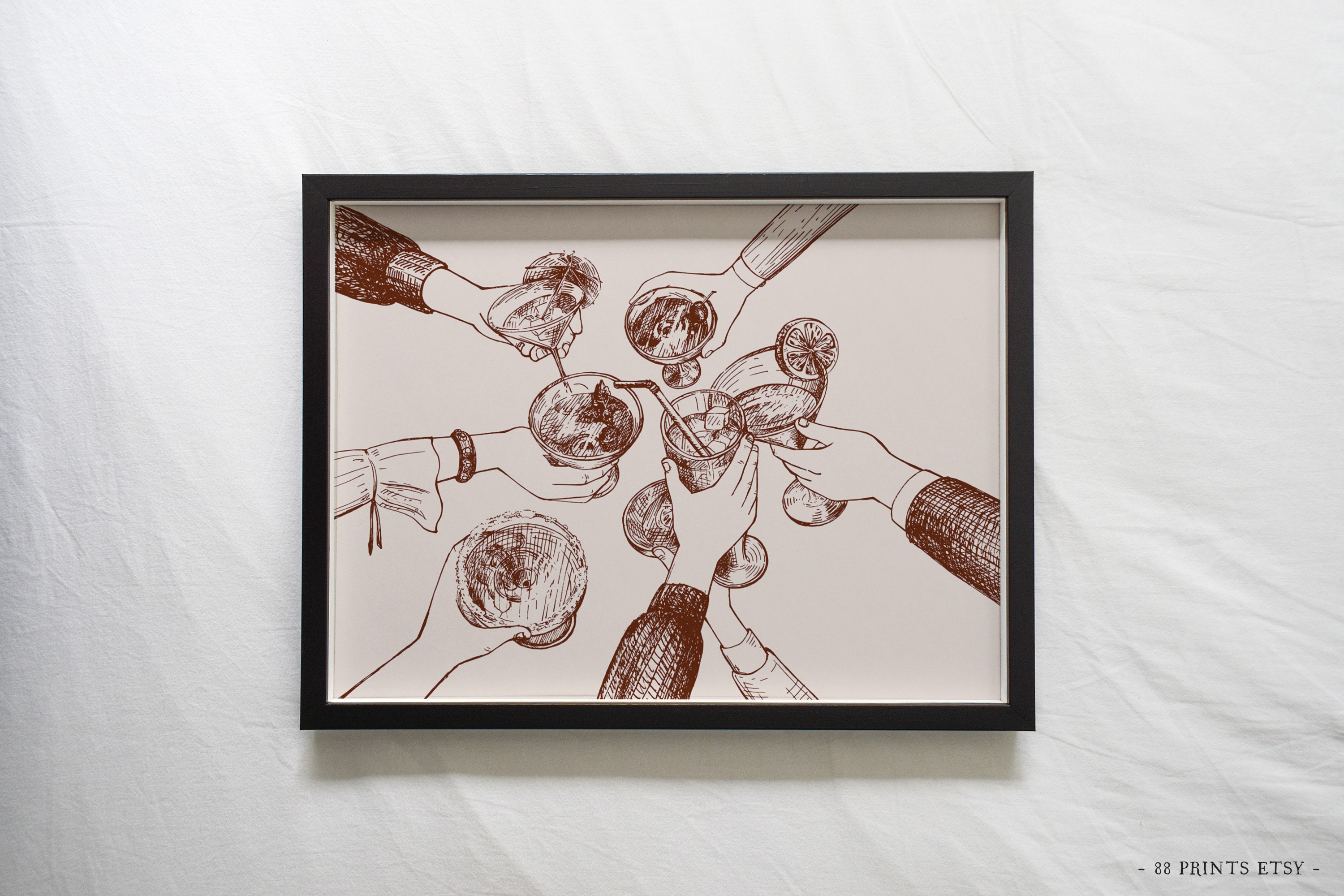 Cheers Print Cheers Art Cheers Sign Bar Cart Wall Decor | Etsy