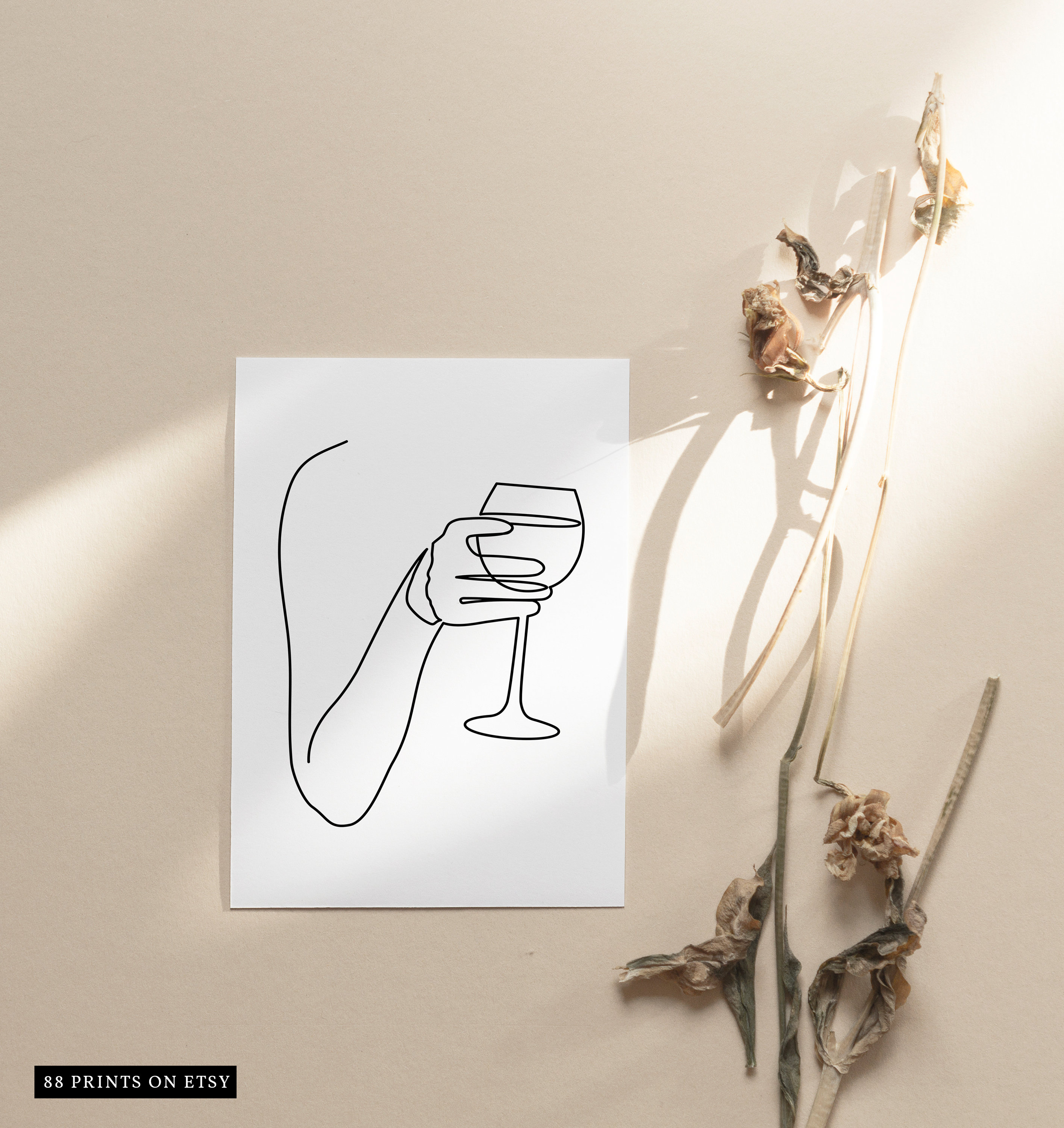 Wine Print Fine Line Drinks Cheers Bar Cart Prints Kitchen - Etsy