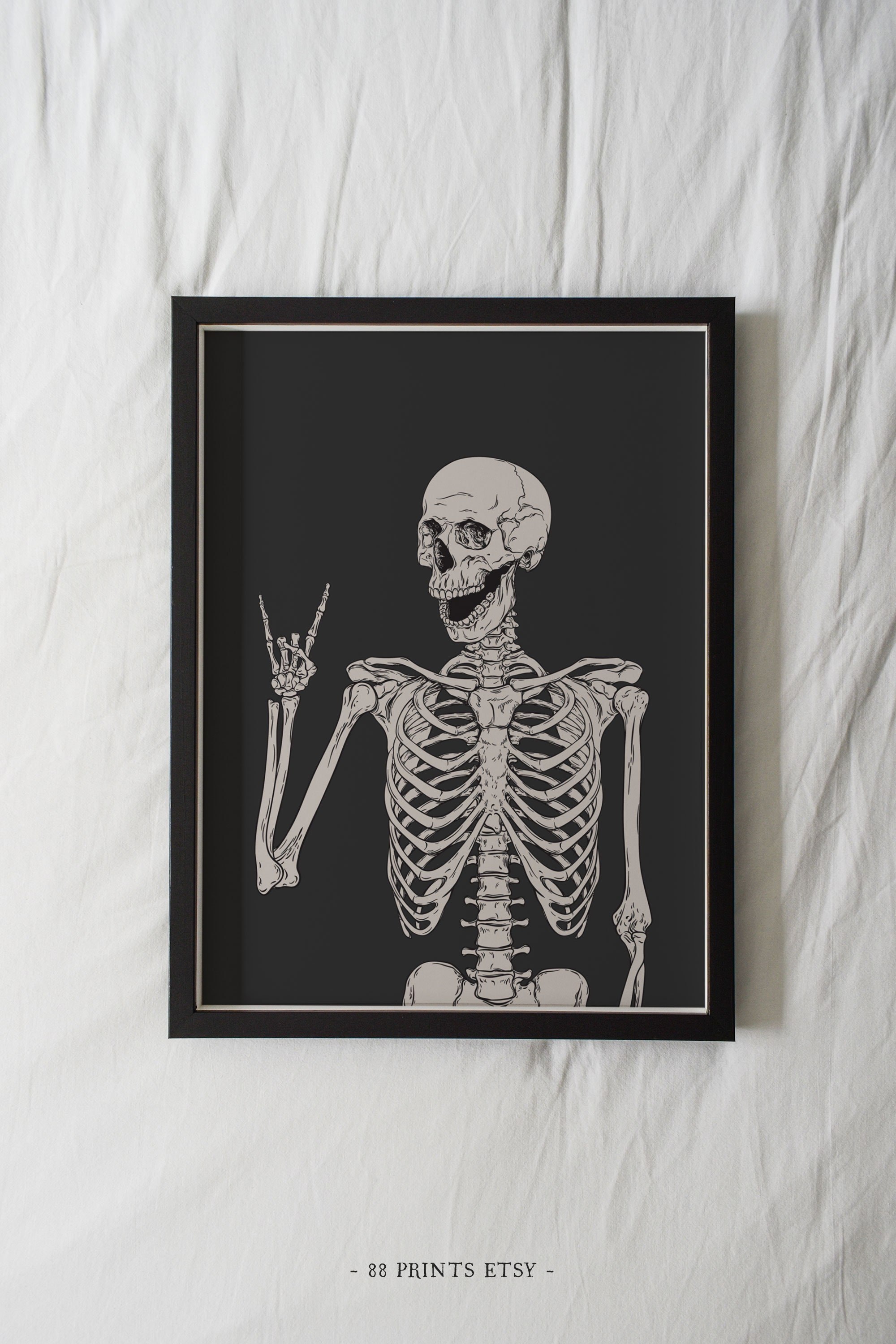 Skeleton Set of 2 Halloween Prints Halloween Wall Art | Etsy