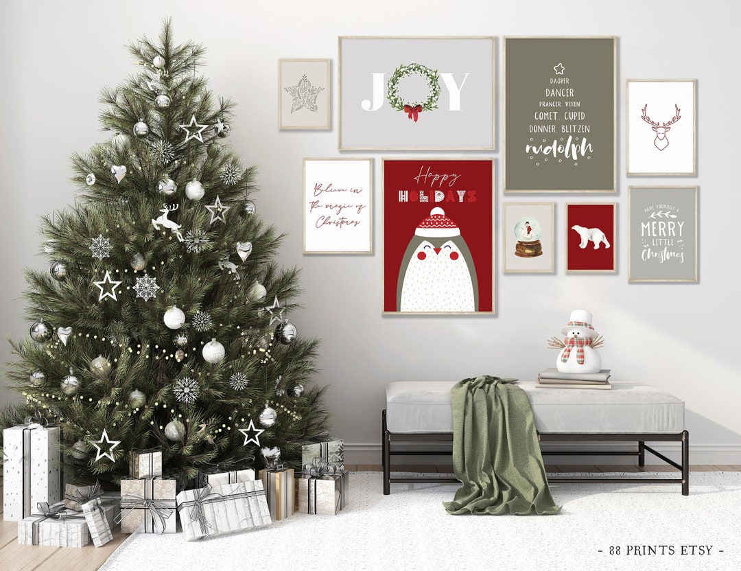 Christmas Set of 9 Prints, Christmas Artwork, Christmas Printable Art ...