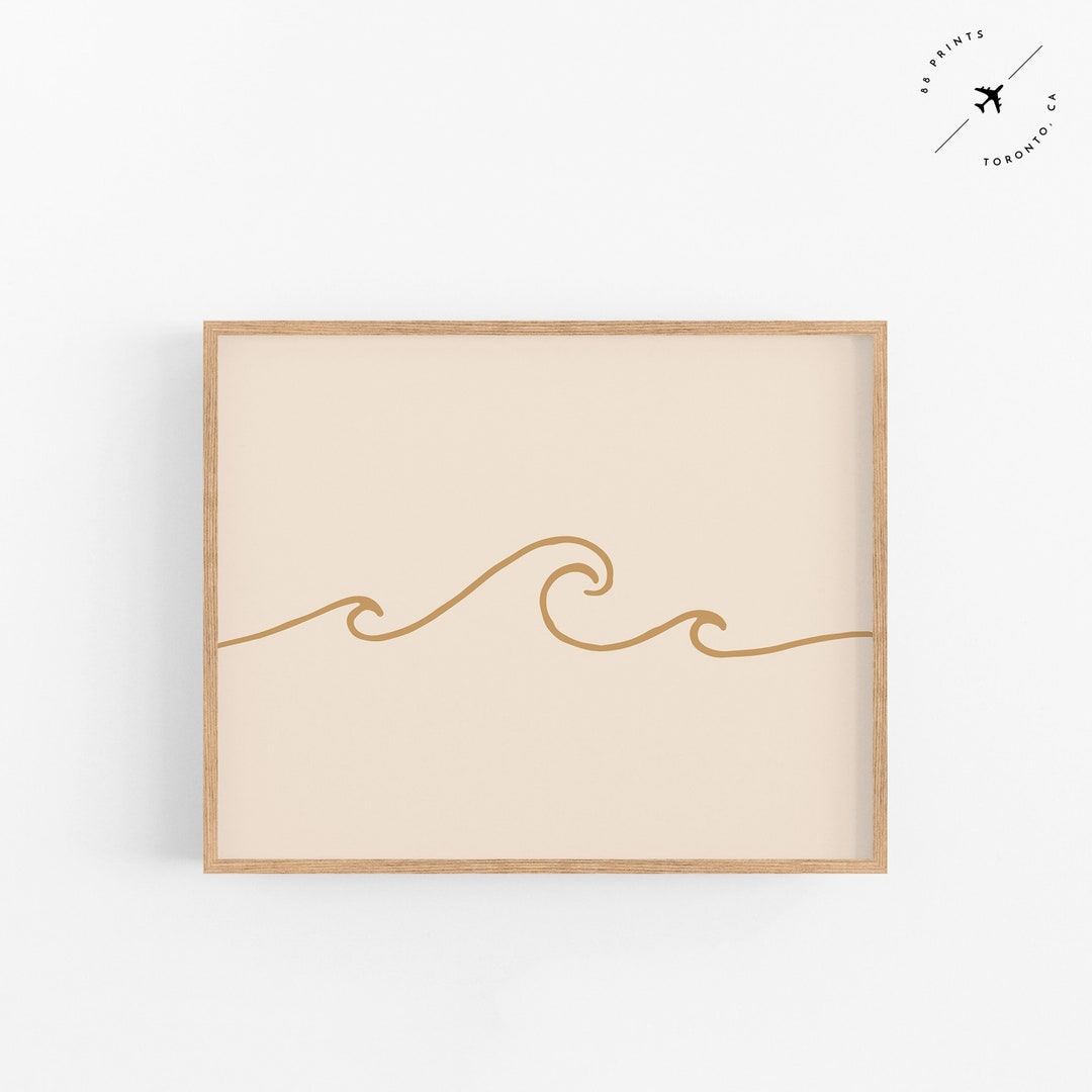 Wave Print, Fine Line Print, Digital Download, Minimal Printable, Wall ...