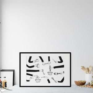 Cooking Hands Print, Chef Print, Chef Art, Fun Kitchen Art, Modern ...