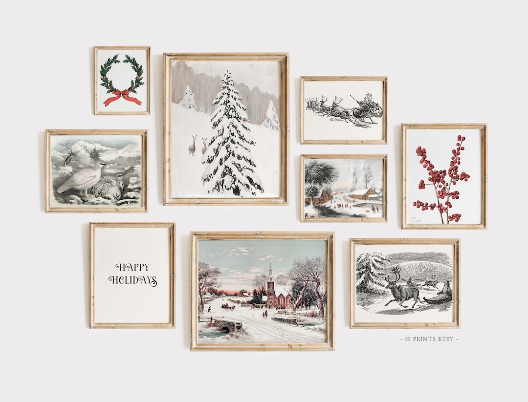 Vintage Christmas Set of 9 Prints Vintage Christmas - Etsy