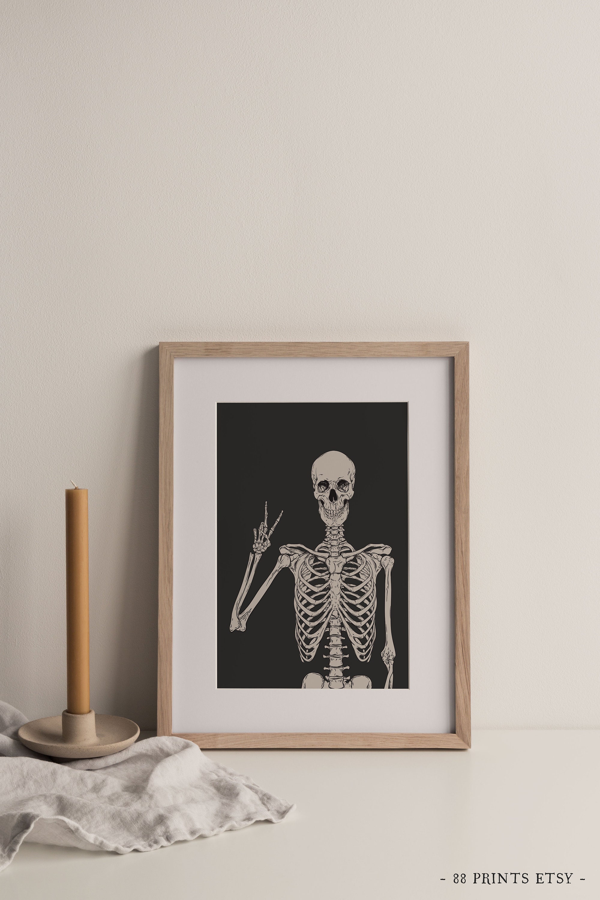 Skeleton Set of 2 Halloween Prints Halloween Wall Art | Etsy
