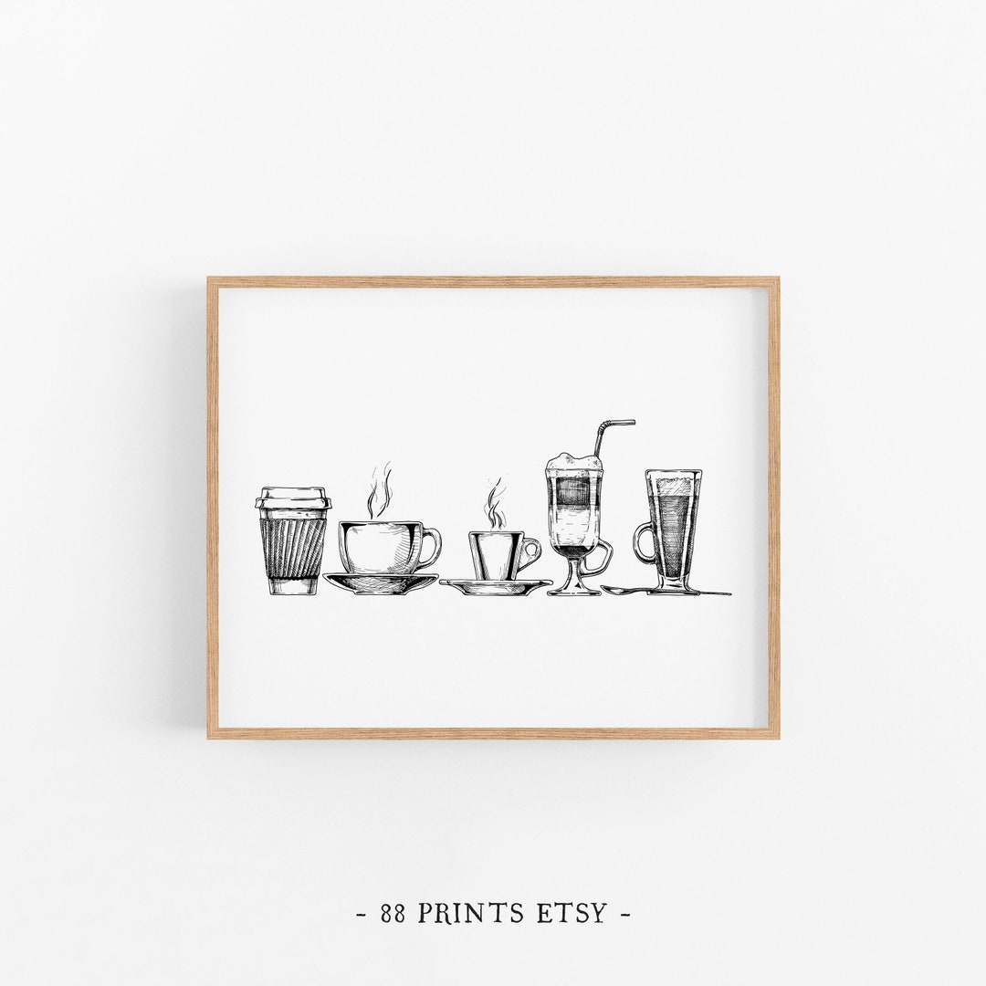 Types of Coffee Print, Line Drawing Coffee Art, Abstract Coffee Art ...