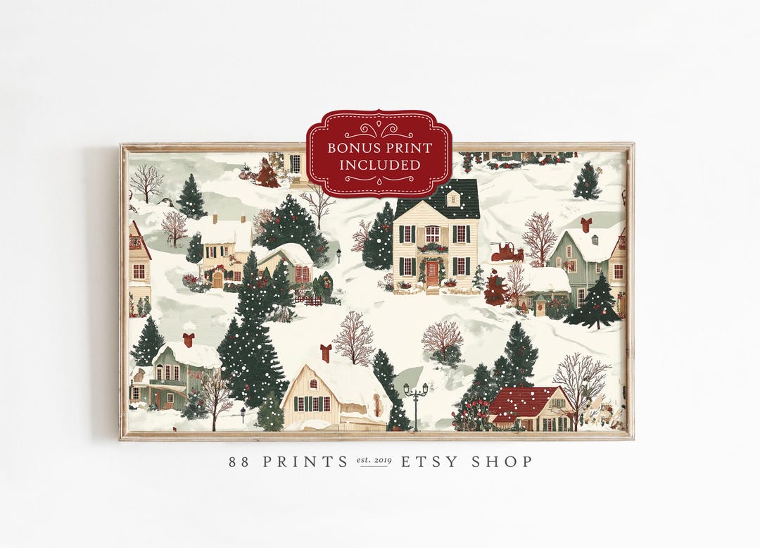 Cozy Christmas Village Christmas Frame TV Art Frame TV Art Christmas ...