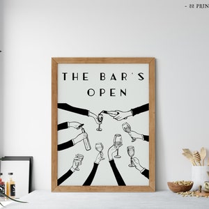 The Bar's Open Print, Art Deco Bar Prints, Retro Bar Prints, Bar Cart ...