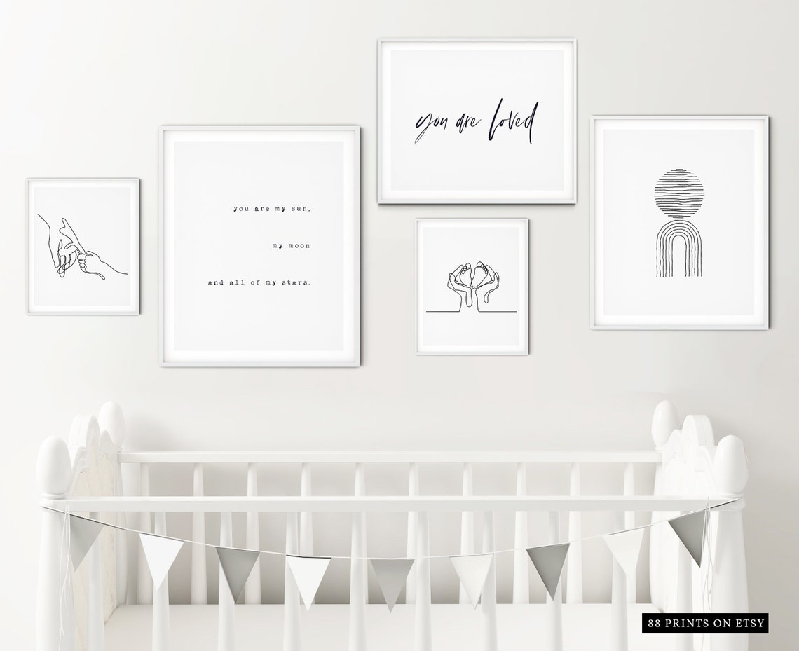 Black and White Fine Line Baby Feet Print Nursery Art Kids | Etsy