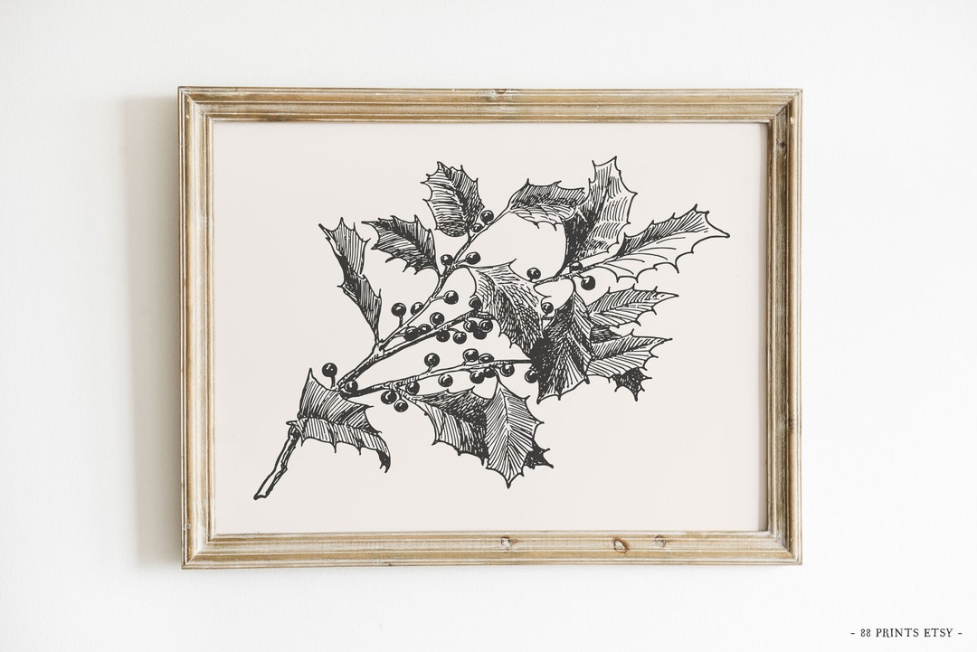 Vintage Holly Print, Vintage Christmas Decorations, Vintage Christmas ...