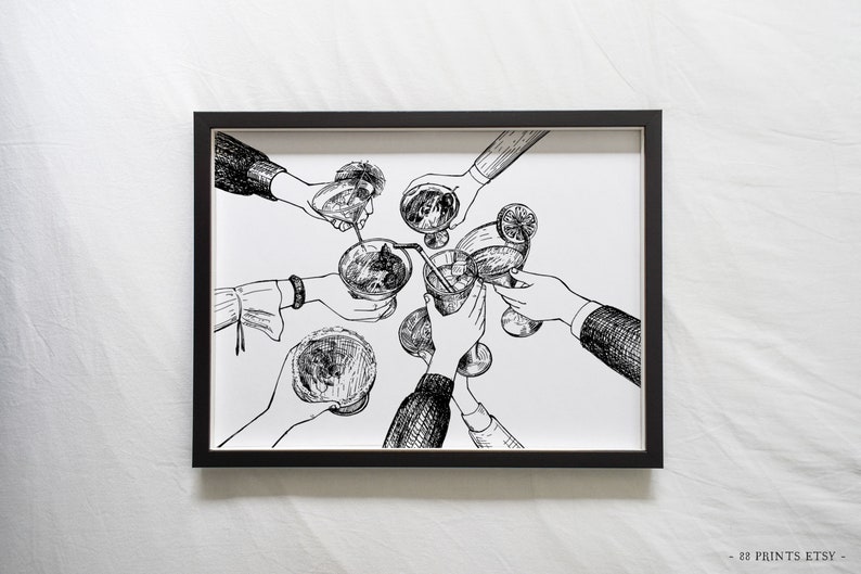 Cheers Print Cheers Art Cheers Sign Bar Cart Wall Decor - Etsy