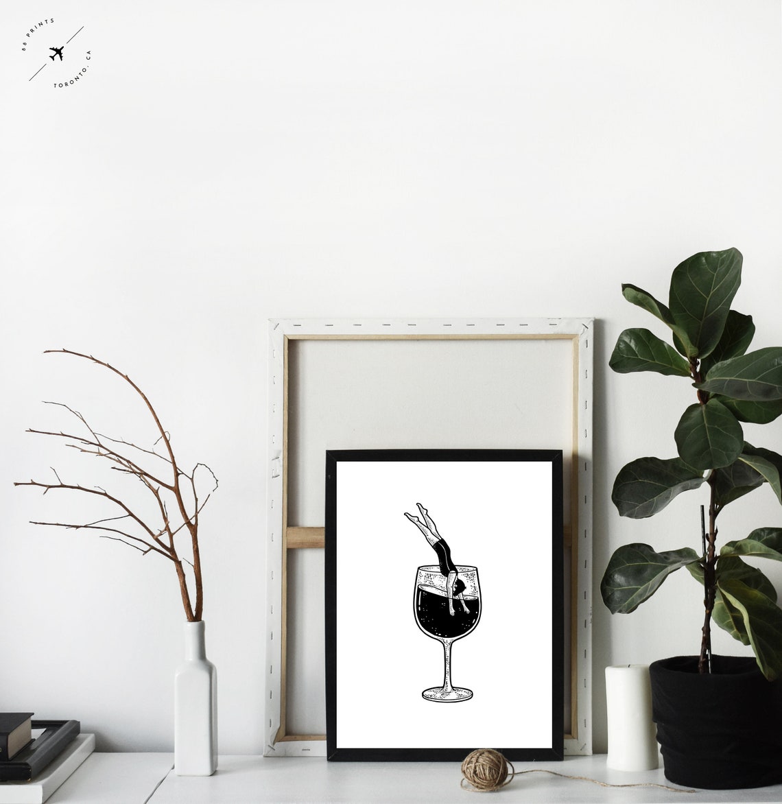 Retro Wine Print Fine Line Wine Art Bar Cart Prints Kitchen - Etsy