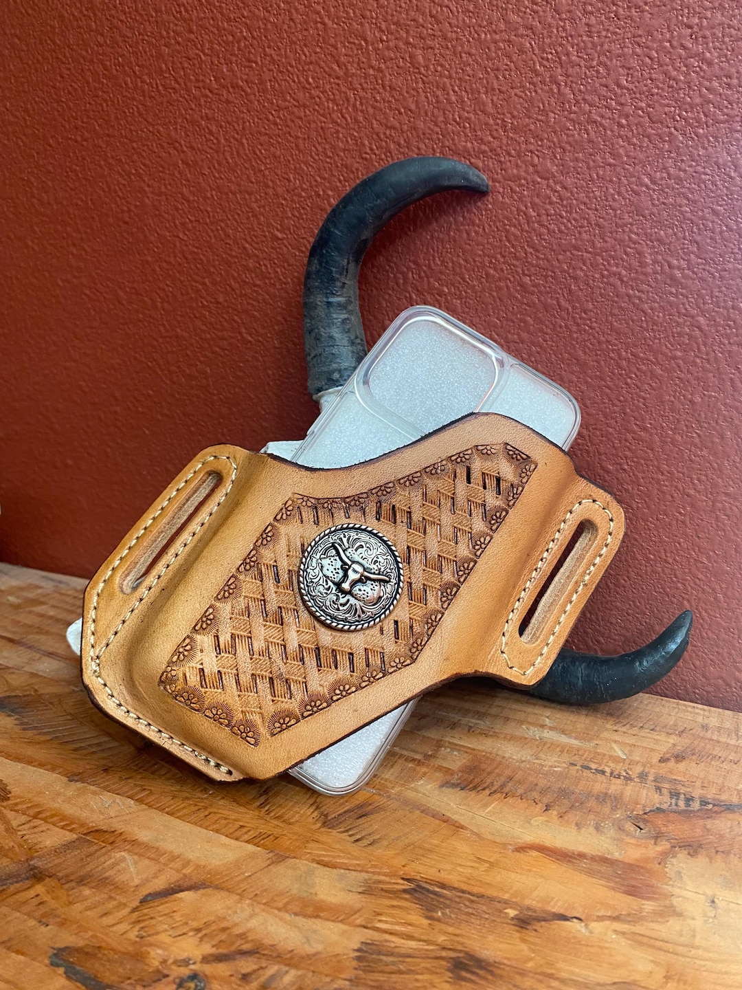 Custom Leather Cell Phone/ Trapper Combo Case - Etsy