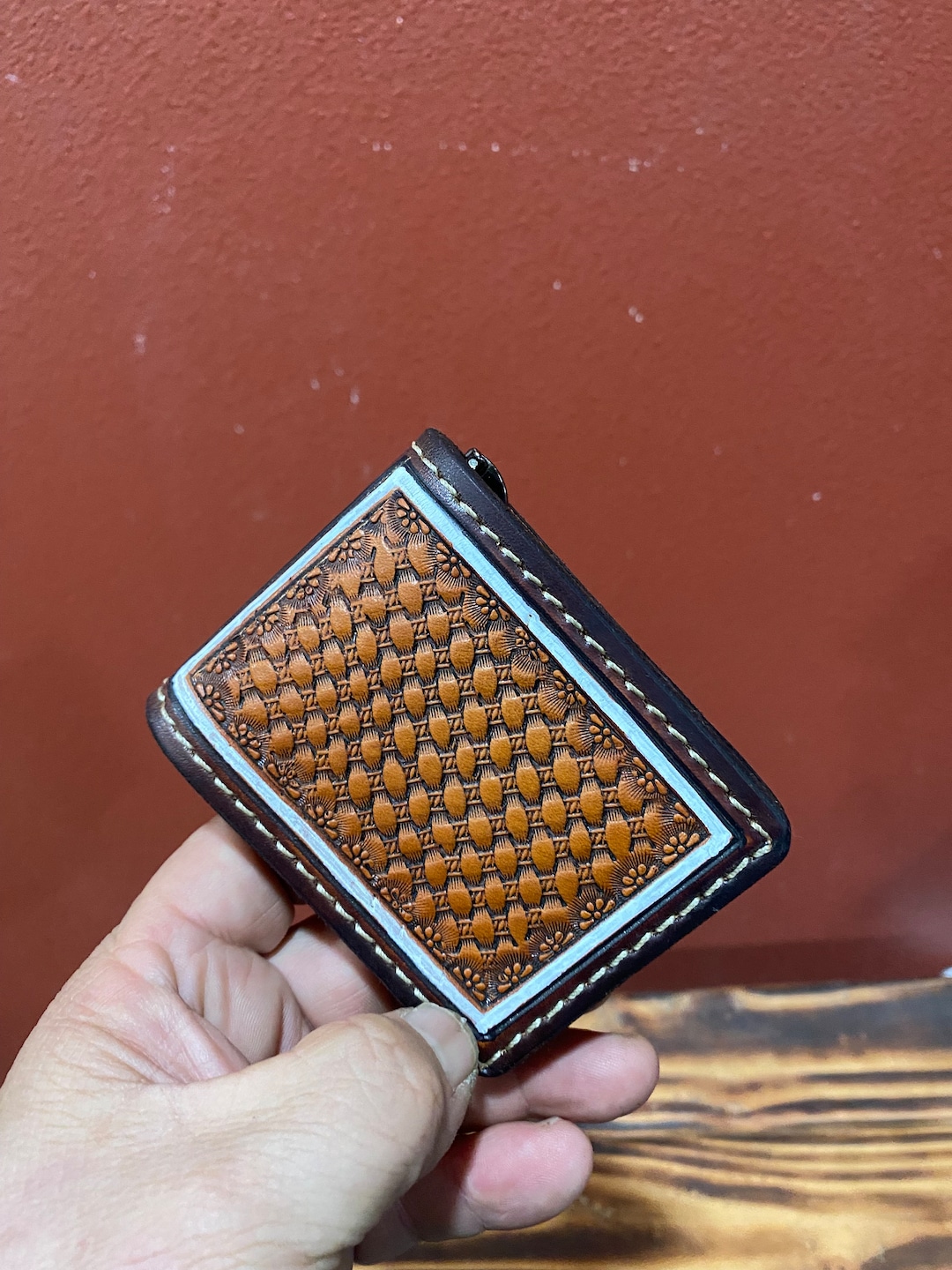 Custom Made Tooled Money Clip Leather Minimalist Wallet Card Holder - Etsy