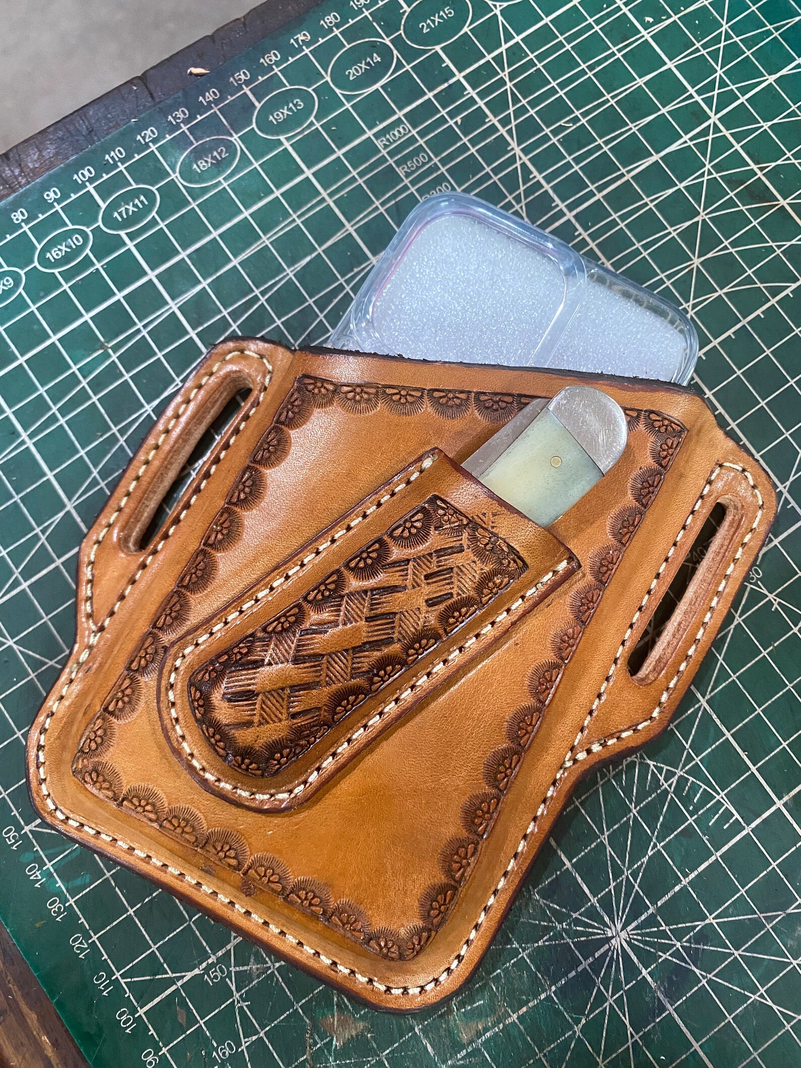 Custom Leather Cell Phone/ Trapper Combo Case - Etsy
