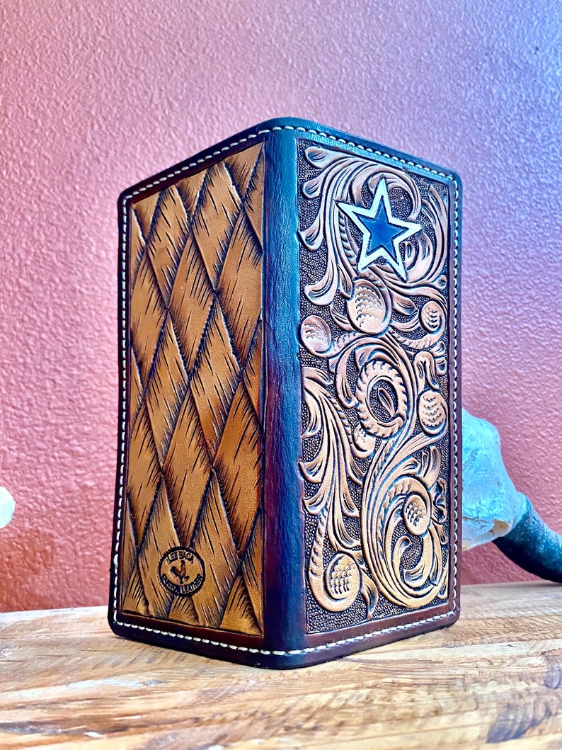 Roper Long Hand Tooled Leather Wallet Dallas Cowboys - Etsy