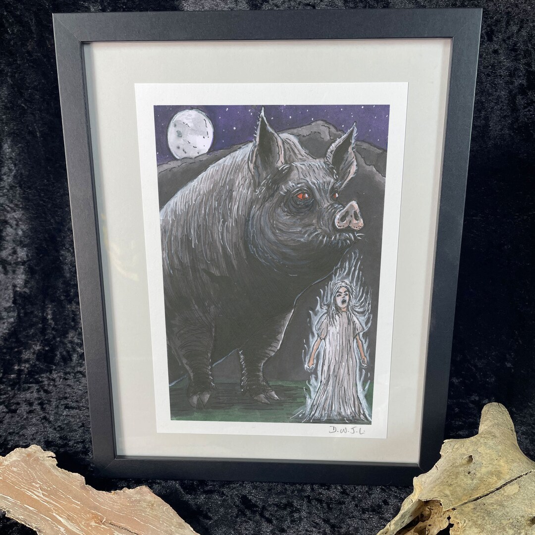 Scary Ghostly Print, Folklore Creatures From Welsh Mythology, Framed ...