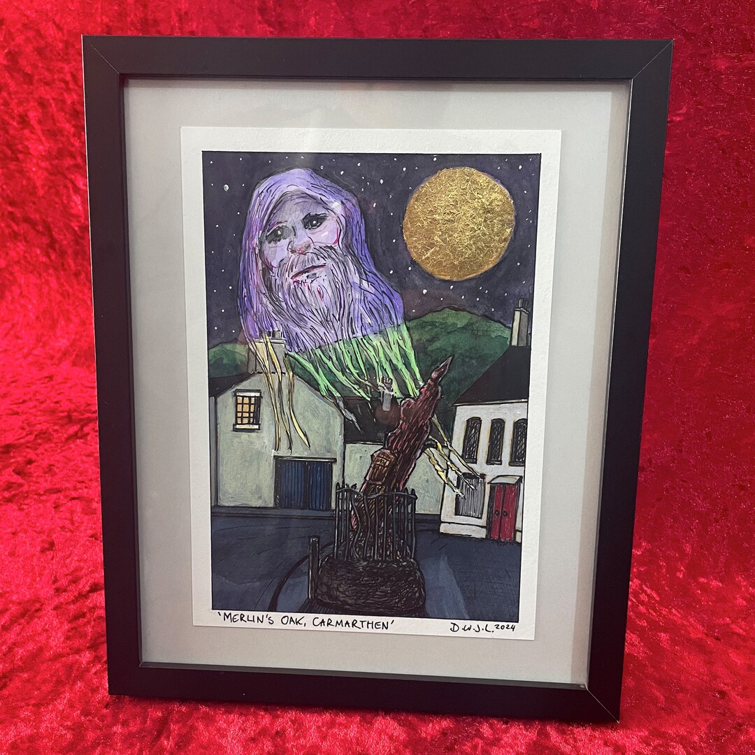 Merlin's Oak, Carmarthen Original Mixed Media Framed Artwork of Cursed ...