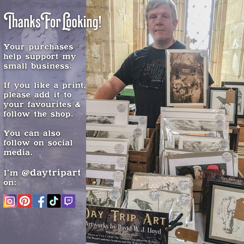 Merlin's Oak, Carmarthen Original Mixed Media Framed Artwork of Cursed ...