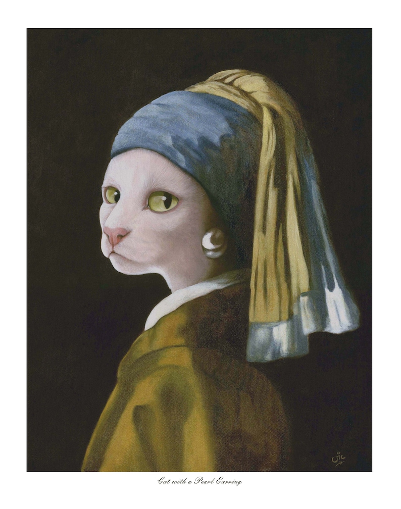 Cat With A Pearl Earring, Open Edition Print - Etsy