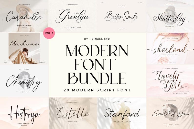 Modern Script Font Bundle, Wedding Font Bundle, Handwritten Font ...