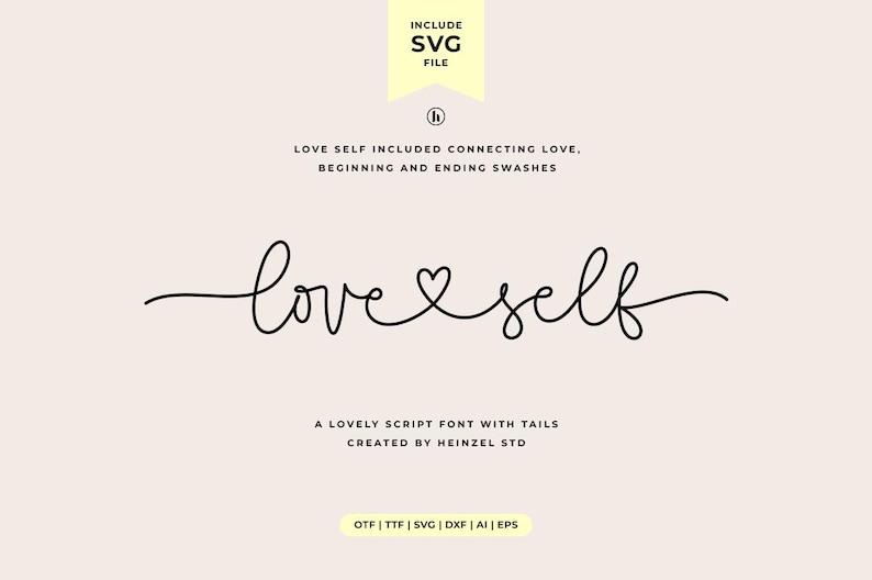 Heart Font With Tails, Handwritten Font, SVG Font, Wedding Script Font ...