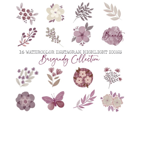 16 Cute Watercolor INSTAGRAM Highlight Icons Floral Digital | Etsy