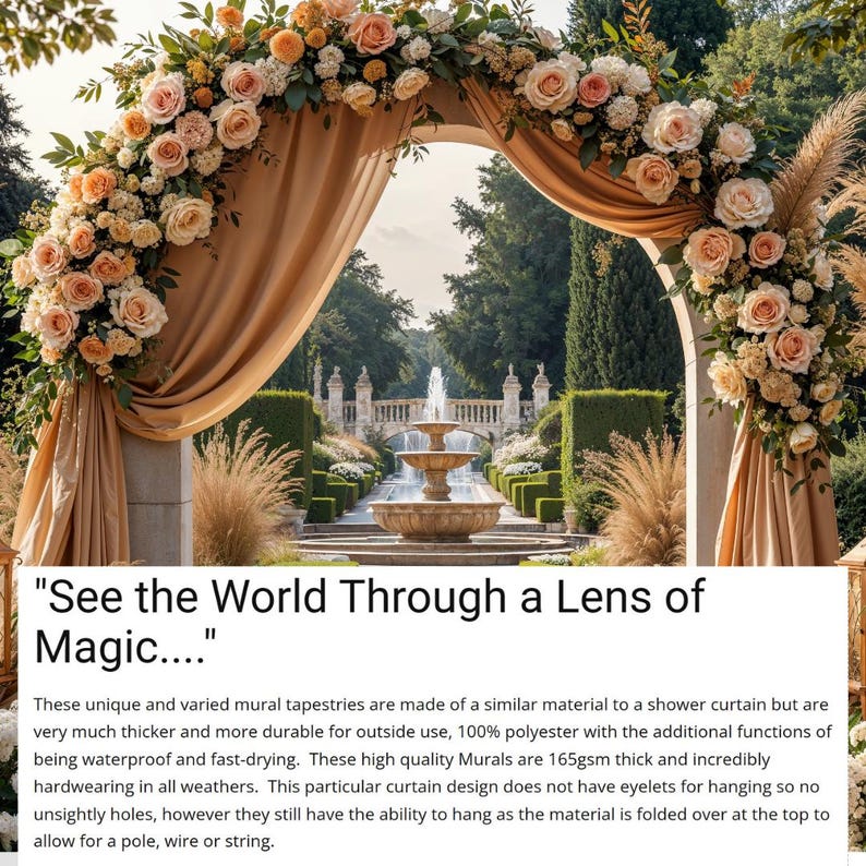 Champagne Wedding Mural Backdrop Curtain – Peach Rose Photographic ...