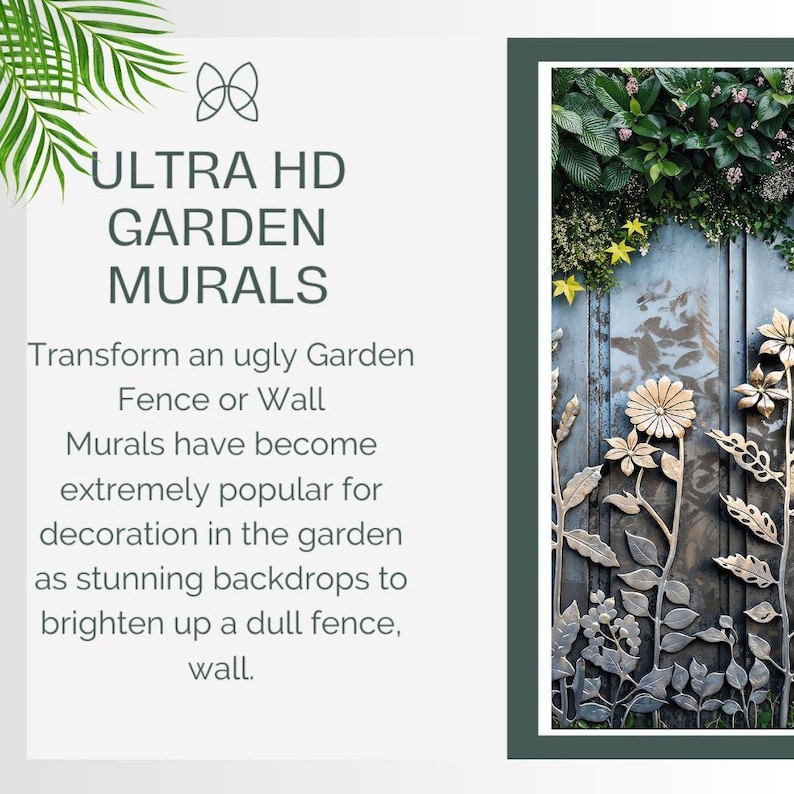 Floral Metal Sheet Effect Curtain Mural Tapestry Fence Panel or Balcony ...