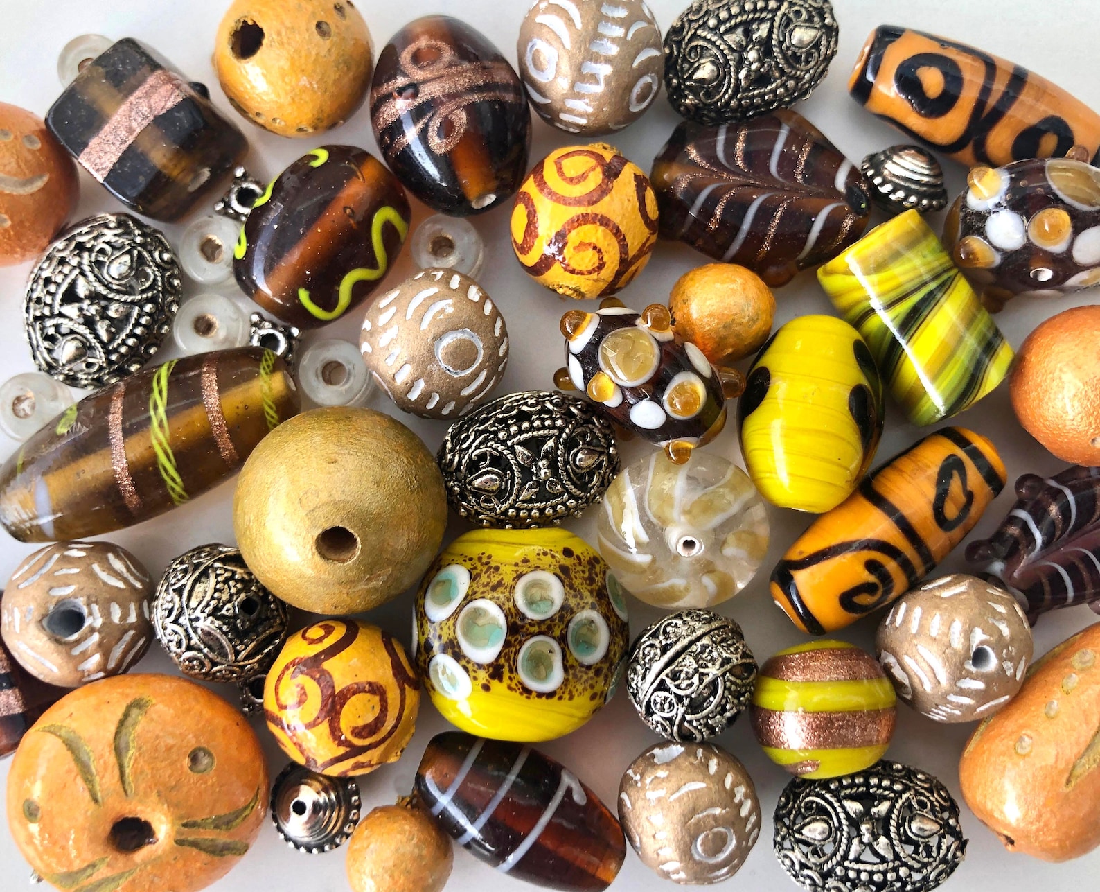 Jewellery Making Beads Handmade Lampwork Glass Wood Tibetan - 150g ...